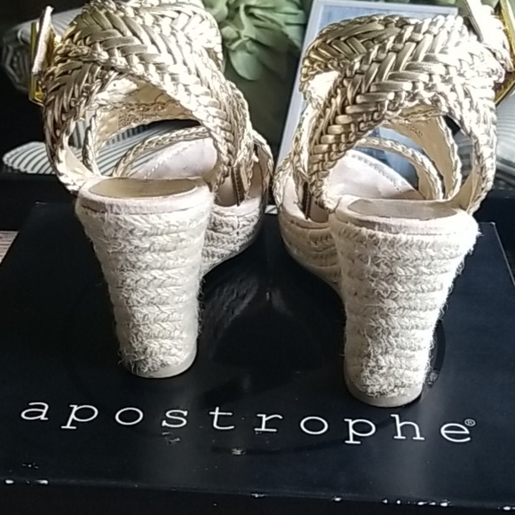Apostrophe | Shoes | Apostrophe Gold Wedge Sandals | Poshmark